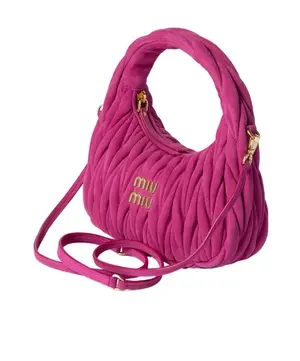 Miu Miu Wander Matelassé Suede Bag - Purple-red