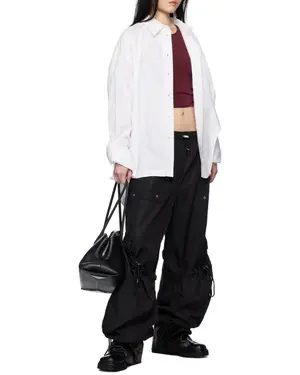 Attico Oversized Wide-leg Drawstring Trousers - Black