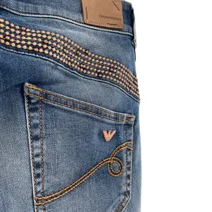 Emporio Armani Embellished Belted Denim Pants