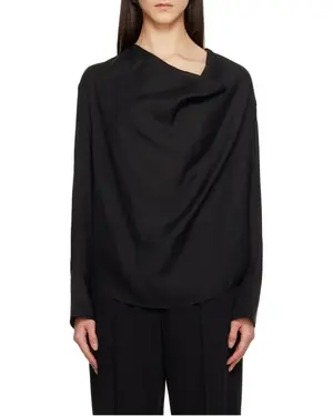 TOTEME Draped Curved Hem Blouse