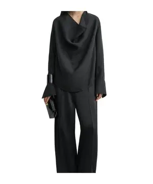 TOTEME Draped Curved Hem Blouse