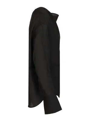 TOTEME Draped Curved Hem Blouse - Black