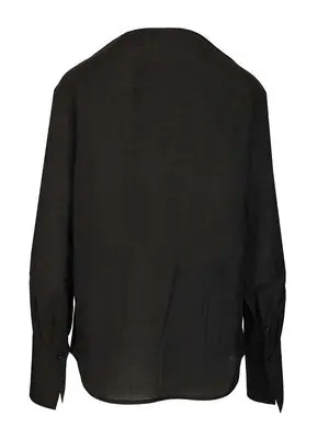 TOTEME Draped Curved Hem Blouse - Black