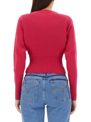Moschino Embellished Peace Sign Knit Sweater - Red