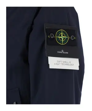 Stone Island Logo Patch Zip-up Hooded Jacket - Blue