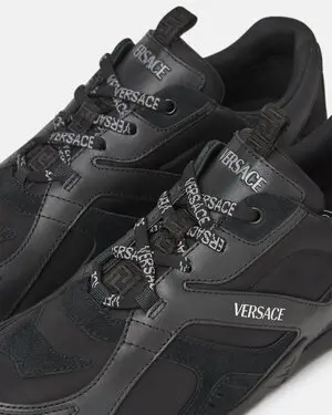 Versace Panelled Lace-up Sneakers - Black