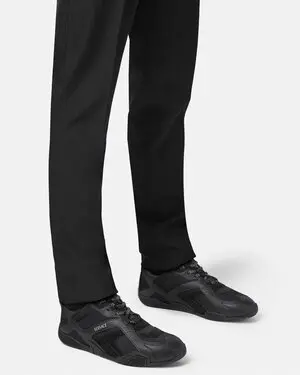 Versace Panelled Lace-up Sneakers - Black