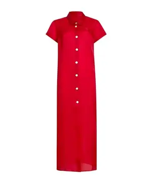 Khaite Effy Shirtdress - Raspberry