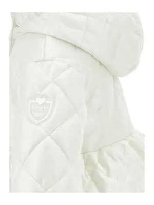 Monnalisa Quilted Padded Hooded Jacket - White