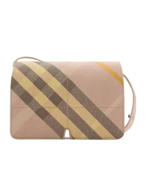 Burberry Snip Check Detailed Crossbody Bag - Tea Cup