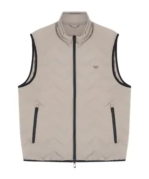 Emporio Armani Chevron Zip Gilet - Nude