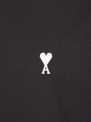AMI Paris Logo Embroidered Crewneck T-shirt - Black