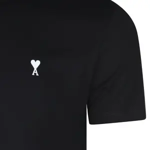 AMI Paris Logo Embroidered Crewneck T-shirt - Black