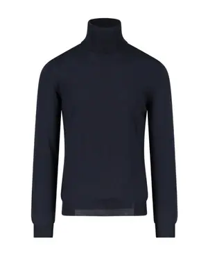 ZANONE Flexwool Turtleneck Knitwear With Ribbed Details - Black