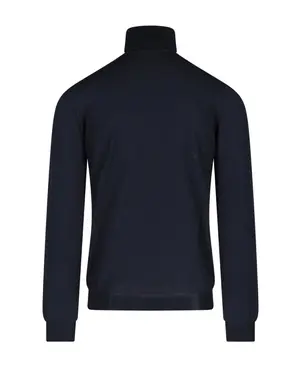 ZANONE Flexwool Turtleneck Knitwear With Ribbed Details - Black