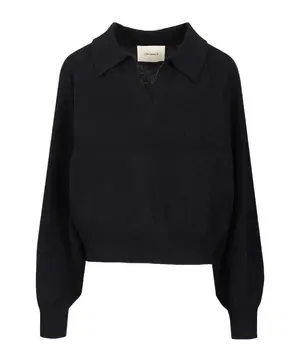 LISA YANG Katriel Loose Polo Knitted Sweater - Blue