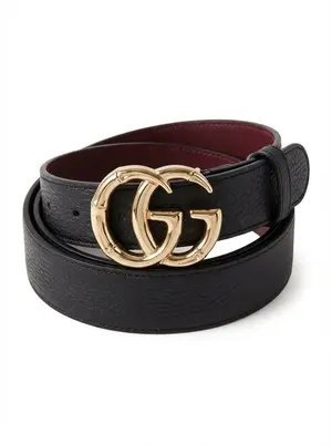 Gucci Double G Logo Plaque Belt - Black