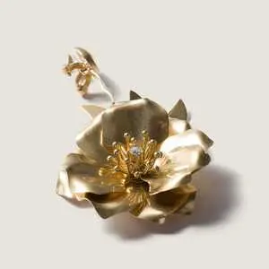 Miu Miu Metal Flower Earrings With Crystals