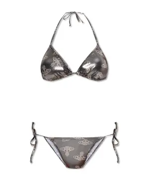 VIVIENNE WESTWOOD Orb Printed Triangle Bikini - Silver