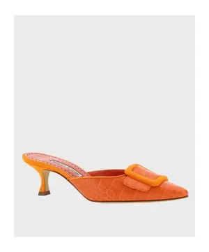 Manolo Blahnik Pointed Low-heeled Mules With Buckle Detailing