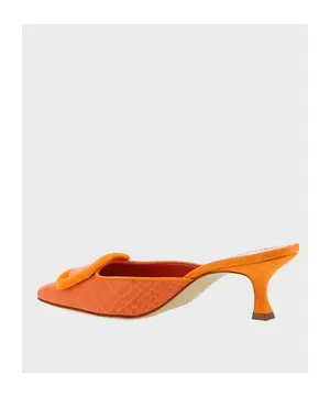 Manolo Blahnik Pointed Low-heeled Mules With Buckle Detailing