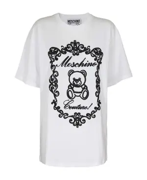 Moschino Flocked Teddy Logo T-shirt - White