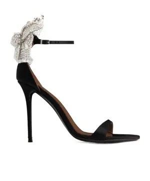 GIUSEPPE ZANOTTI Camelia 105 Floral Crystal Embellished Stiletto Sandals - Black