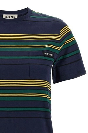 Miu Miu Striped Crewneck T-shirt - Multi-color