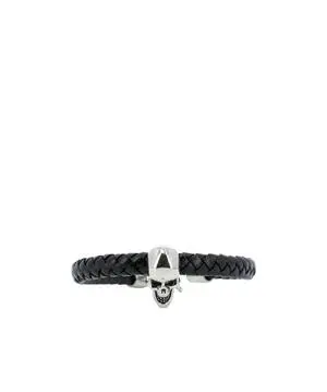 Alexander McQueen Braided Skull Bracelet - Black