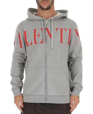Valentino Garavani Grey Logo Zip-up Hoodie