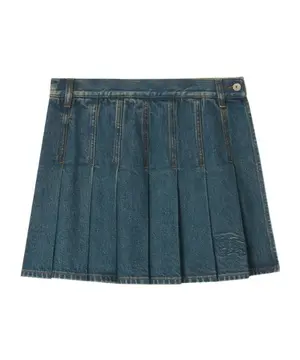 Burberry Pleated Denim Mini Skirt
