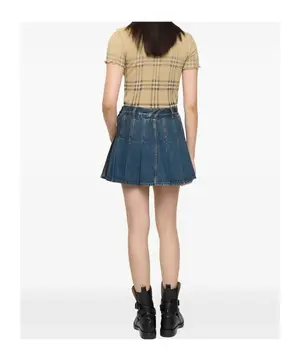 Burberry Pleated Denim Mini Skirt