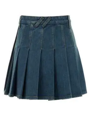 Burberry Pleated Denim Mini Skirt - Medium Blue
