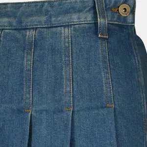 Burberry Pleated Denim Mini Skirt - Medium Blue