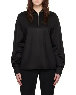 JIL SANDER Half-zip High Neck Sweatshirt - Black