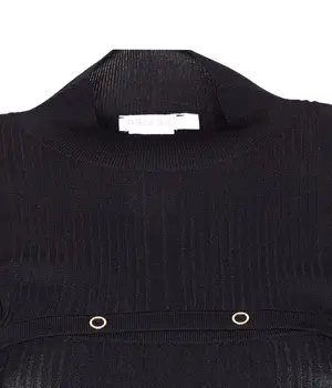 Patrizia Pepe High-neck Ribbed Knitwear With Button Detail - Black