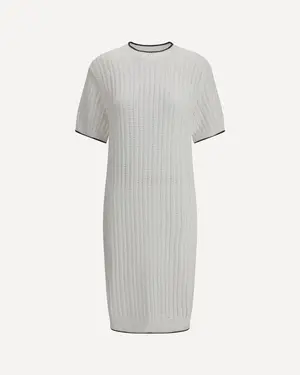 Brunello Cucinelli Ribbed-knit Short-sleeved Dress - White