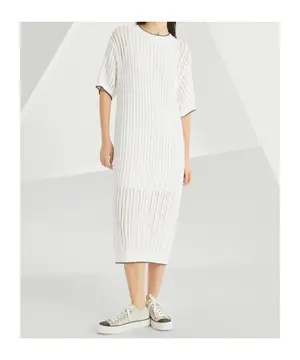 Brunello Cucinelli Ribbed-knit Short-sleeved Dress