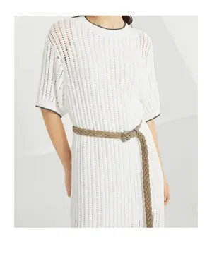 Brunello Cucinelli Ribbed-knit Short-sleeved Dress