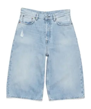 Acne Studios Loose Fit Denim Shorts - Light Blue