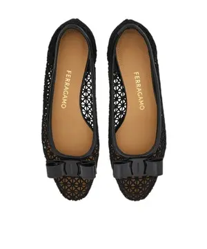 FERRAGAMO Vara Bow Macramé Lace Pumps