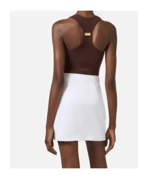 Elisabetta Franchi Ribbed Racerback Top With Gold-tone Buttons