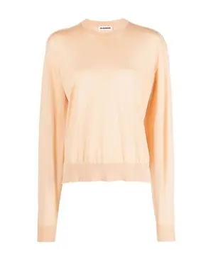 JIL SANDER Crew Neck Long Sleeve Sweater - Nude