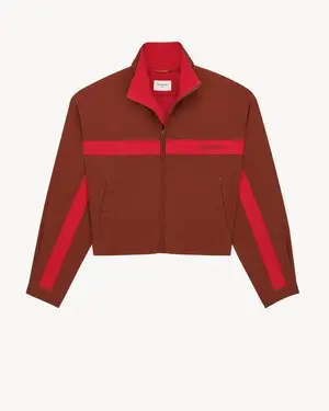 Saint Laurent Zip-up High Neck Jacket With Embroidered Logo