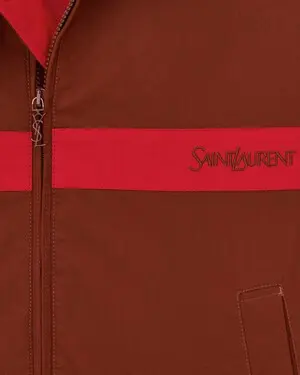Saint Laurent Zip-up High Neck Jacket With Embroidered Logo