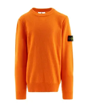 Stone Island Teen Logo-patch Crew Neck Sweatshirt - Orange