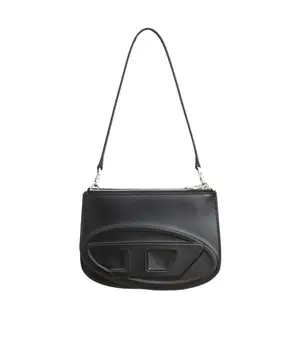 DIESEL® Logo Embossed Zipped Shoulder Bag - Black