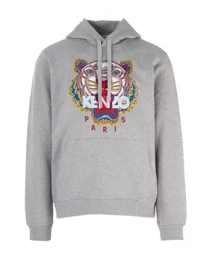 Kenzo Embroidered Tiger Hooded Hoodie - Grey