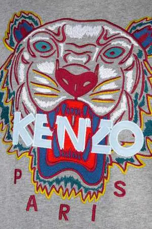Kenzo Embroidered Tiger Hooded Hoodie - Grey