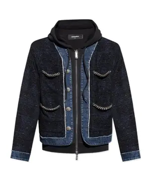 Dsquared2 Chain-trimmed Tweed Jacket - Navy Blue